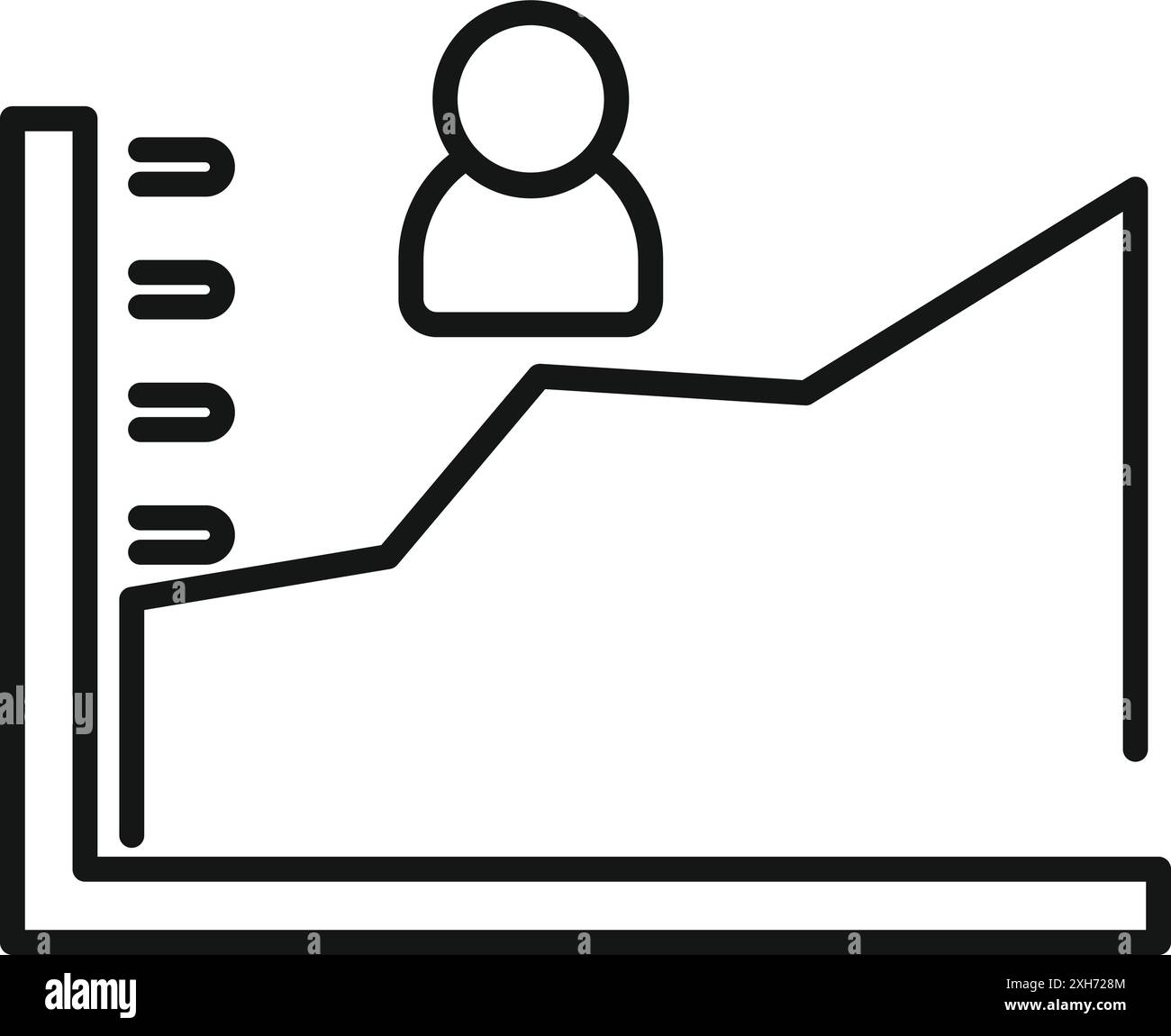 Line chart representing positive business results with user icon Stock ...