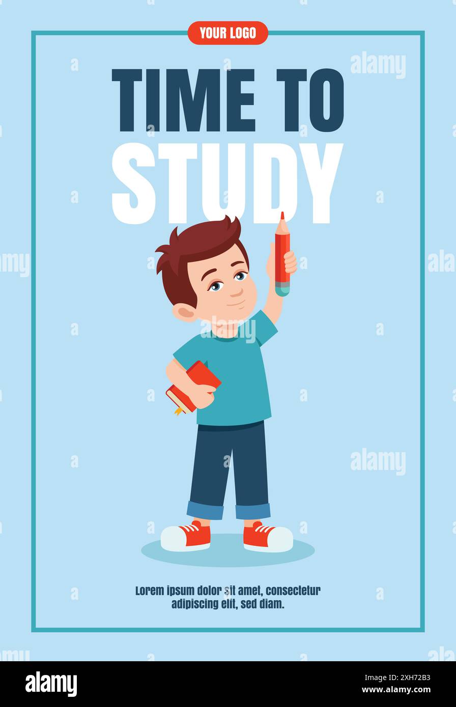 Little boy with pencil and book. Education, knowledge, student concept ...