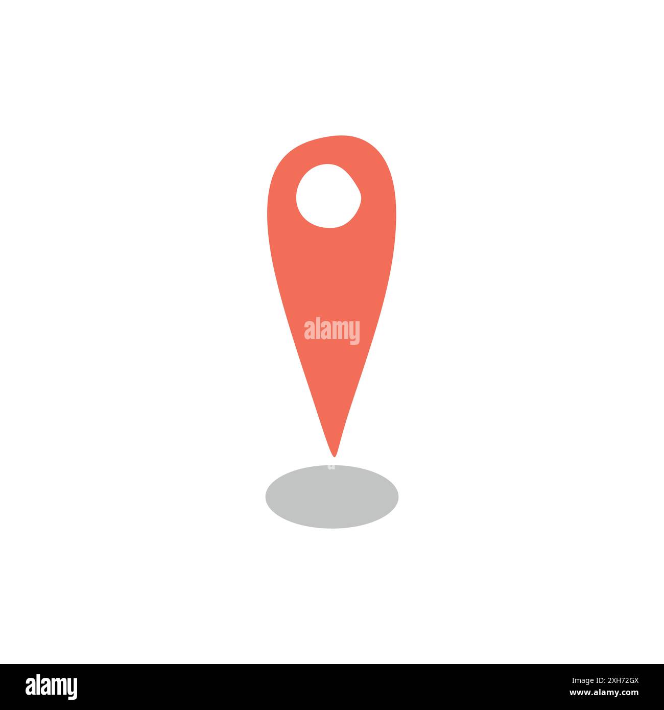 Red Pin point icon. Flat sign Map location pointer symbol isolated on white background. Cartoon ...