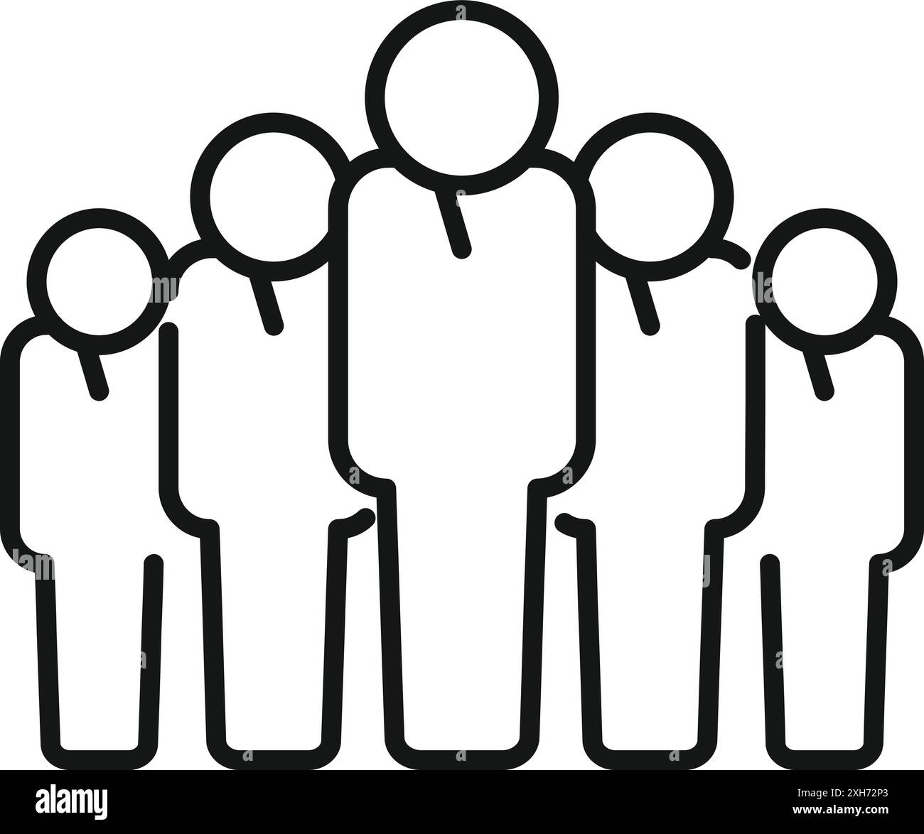 Line art style icon of a group of businessmen standing together ...