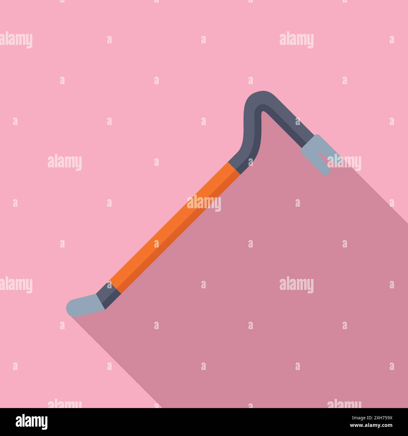 Crowbar tool lying on a pink background, casting a shadow Stock Vector ...