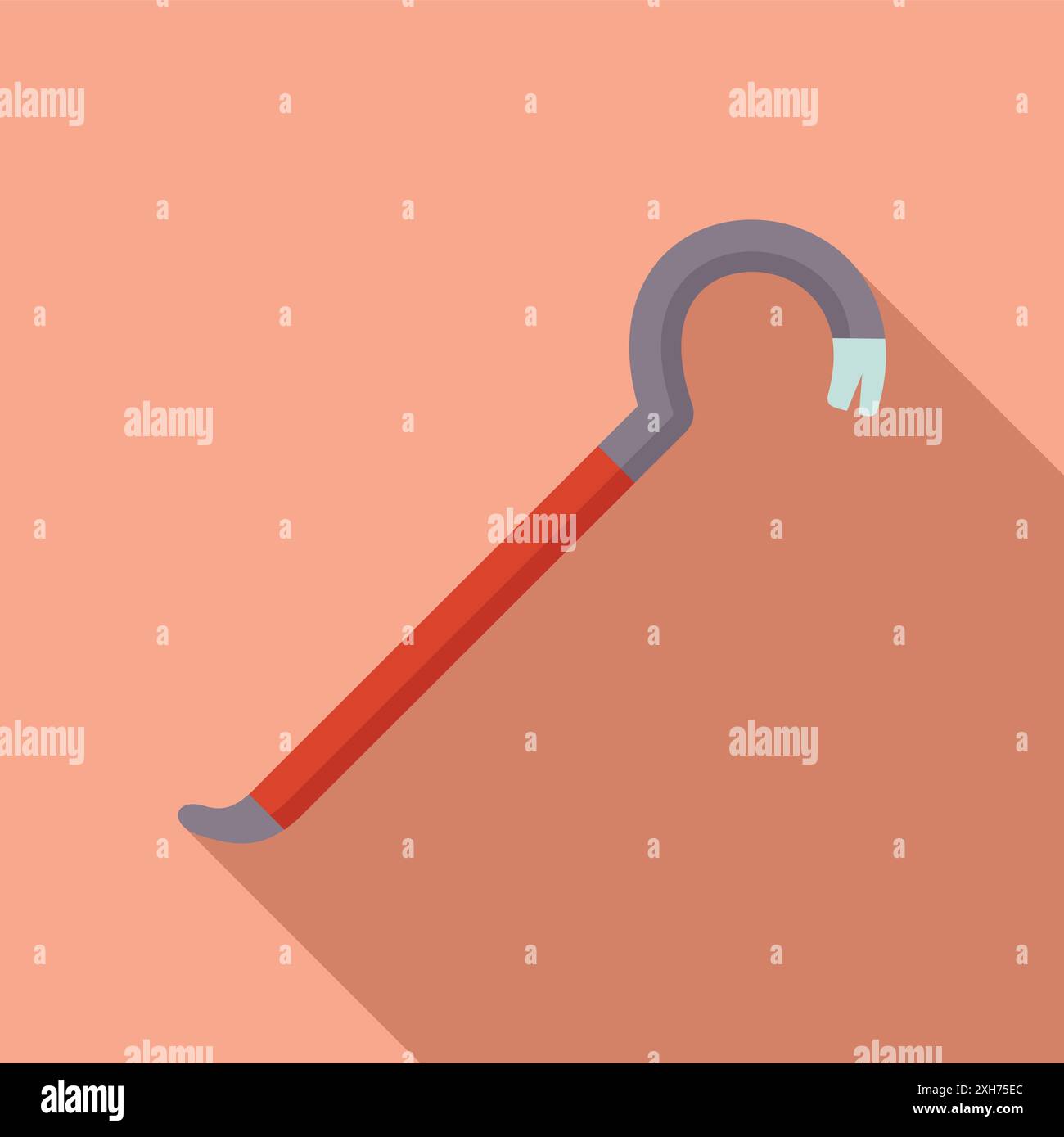 Crowbar with red handle lying on a pink background, construction tool ...