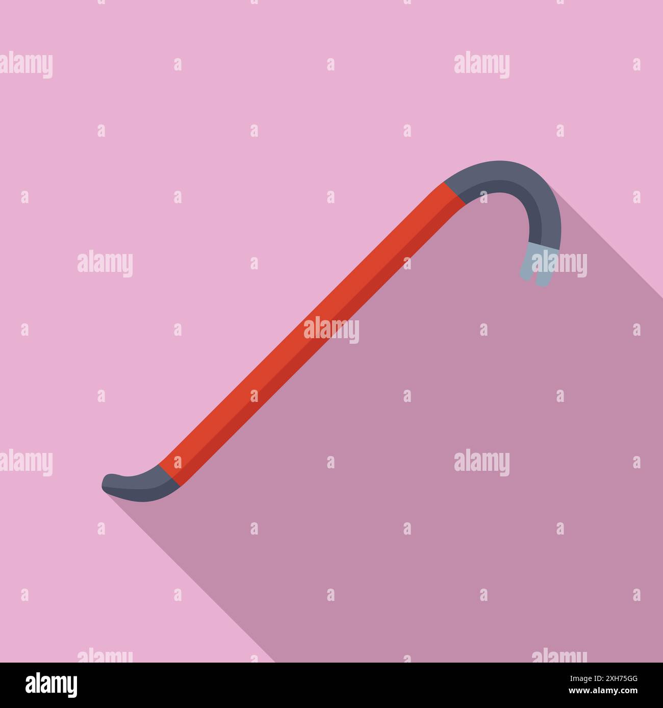 Red crowbar lying on a pink background, casting a shadow Stock Vector ...
