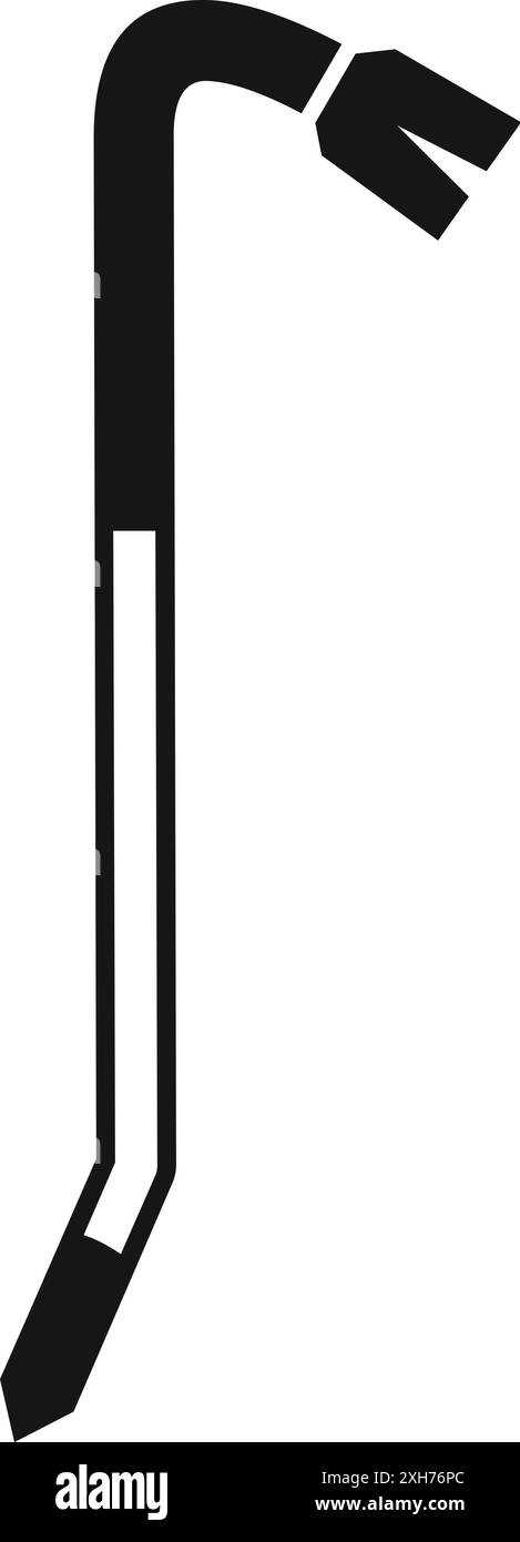 Black silhouette of a crowbar, a tool designed for applying force and ...