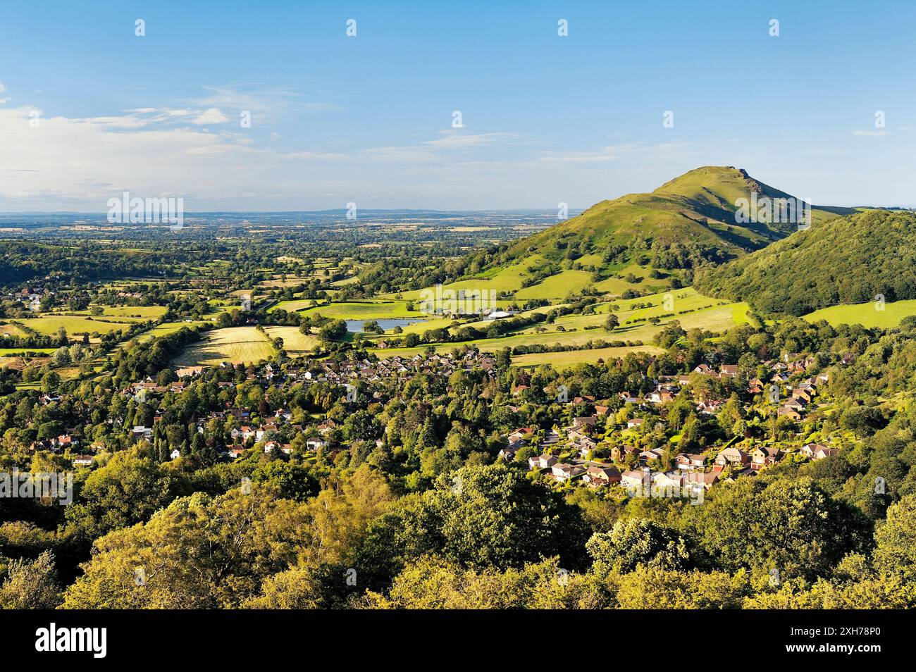 North from Ragleth Hill over Church Stretton village, Shropshire ...