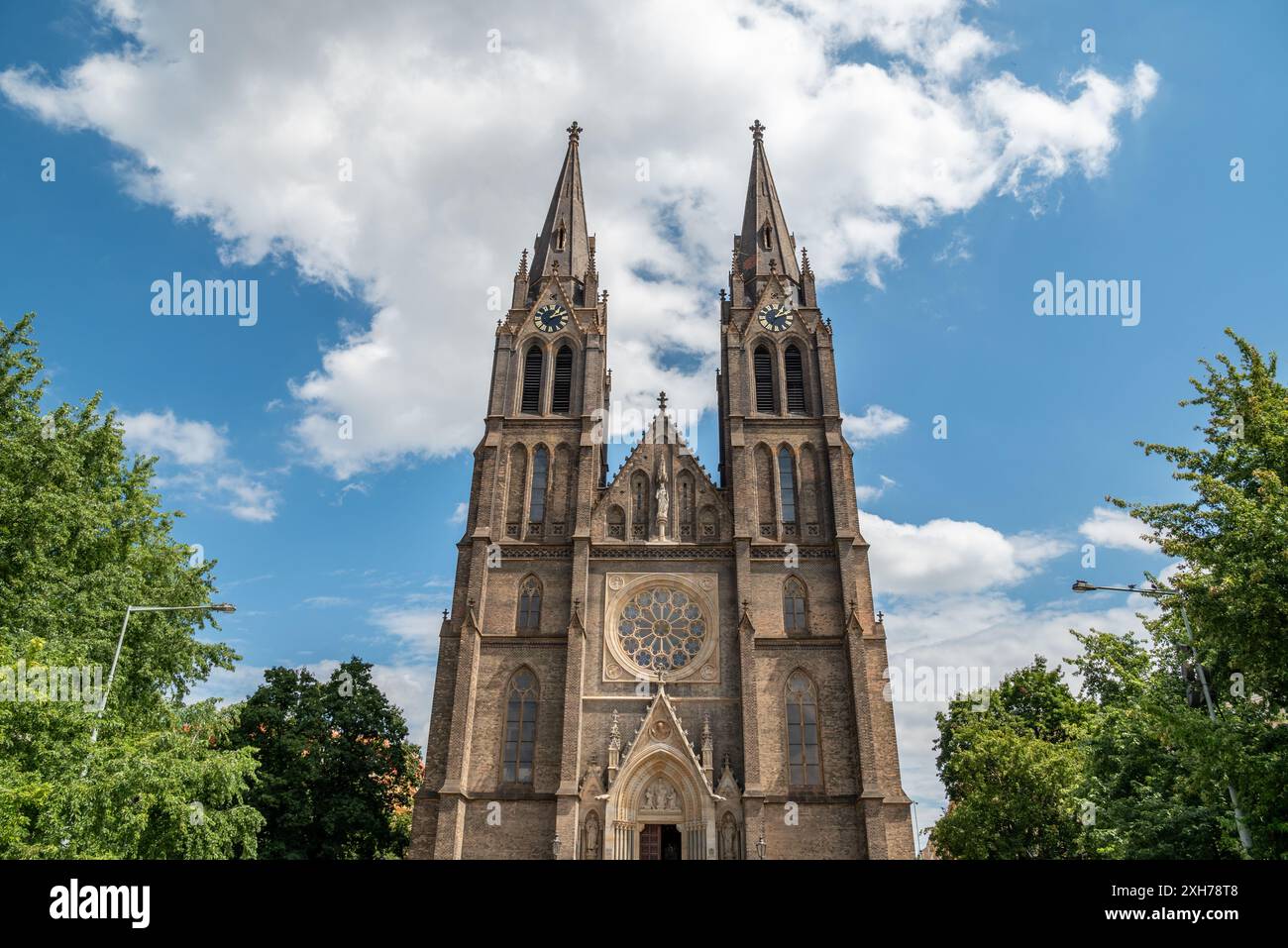 The Basilica of St. Ludmila, neo-Gothic Catholic church at the Namesti ...