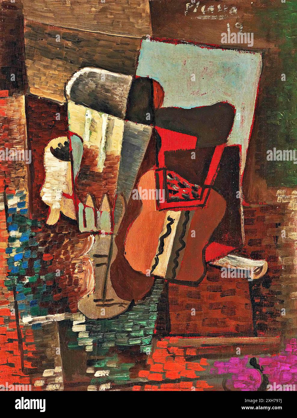 Glass, Pipe and Packet of Tobacco, 1919 (Painting) by Artist Picasso ...