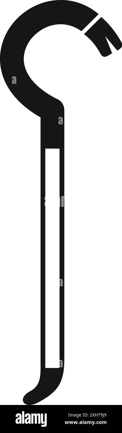 Crowbar with wooden handle forcing open a door, simple black style icon ...