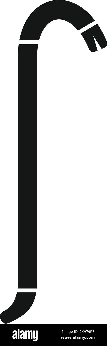 Simple black silhouette of a metal crowbar for construction and ...