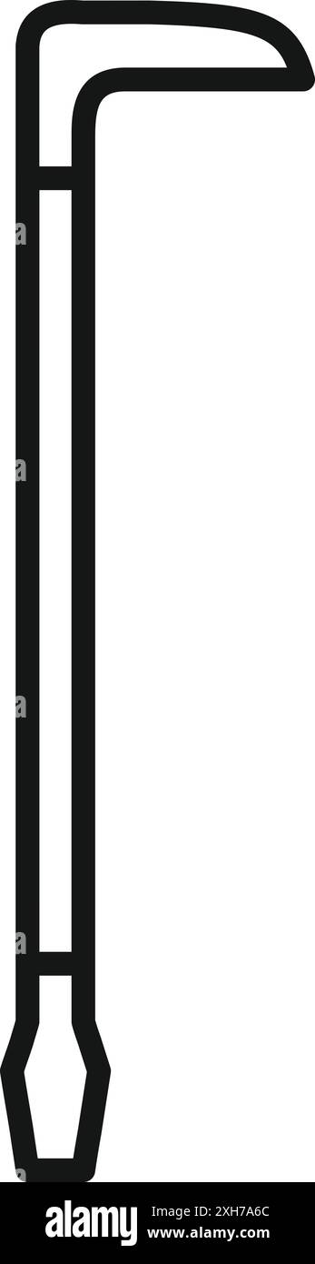 Minimalist line art icon of a crowbar standing up, perfect for ...