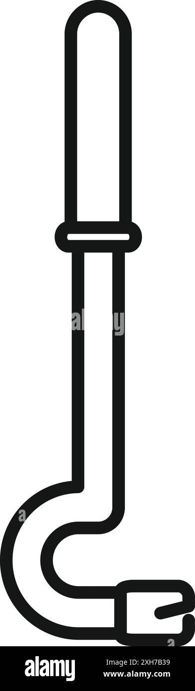 Simple line drawing of a crowbar, a tool used for forcing open objects ...