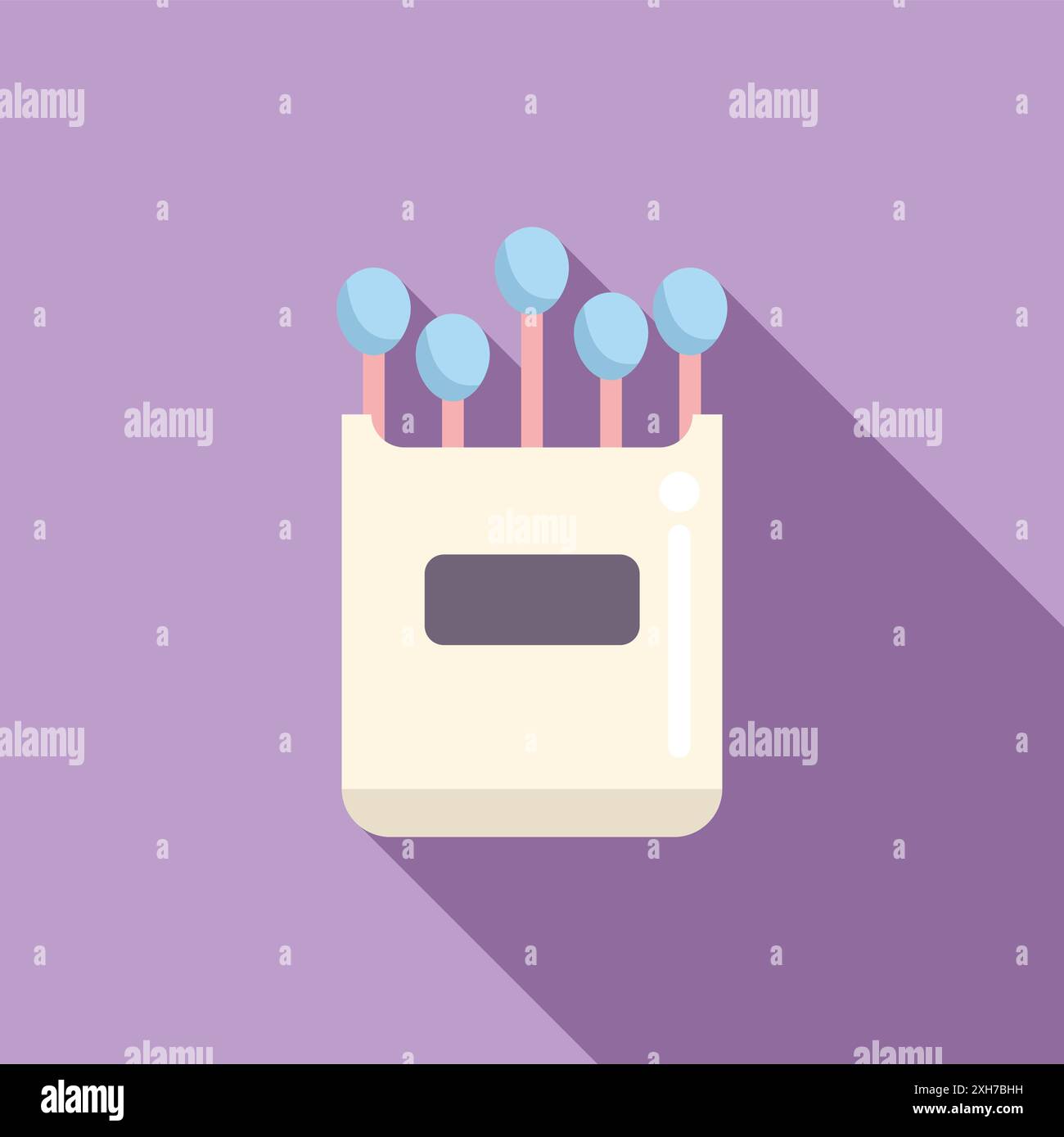 Box of matches with blue tips is depicted in this icon illustration ...