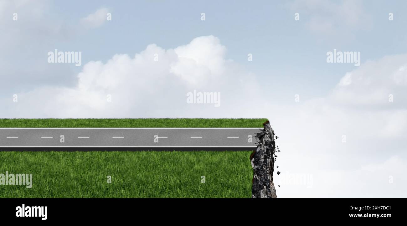 Path To Destruction as a concept for impending danger as a cliff ...