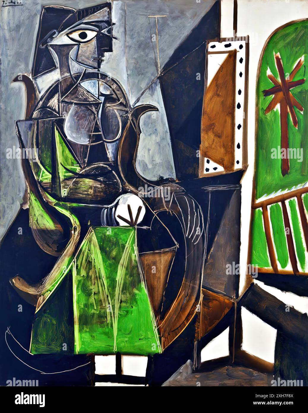 Woman at a window, painting Stock Vector Images - Alamy