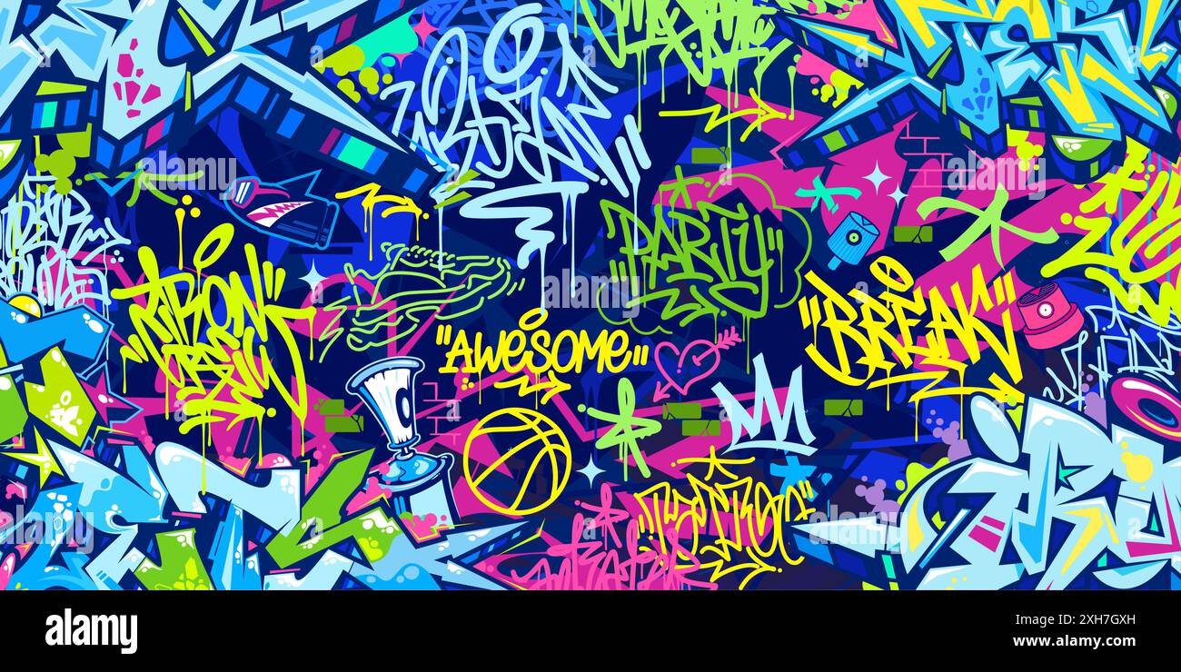 Trendy Abstract Hip Hop Urban Street Art Graffiti Style Vector ...