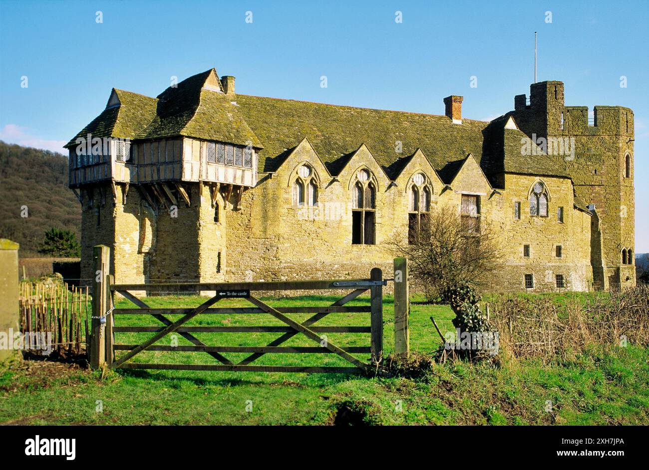 Stokesay Castle in the county of Shropshire, England. Fortified manor ...