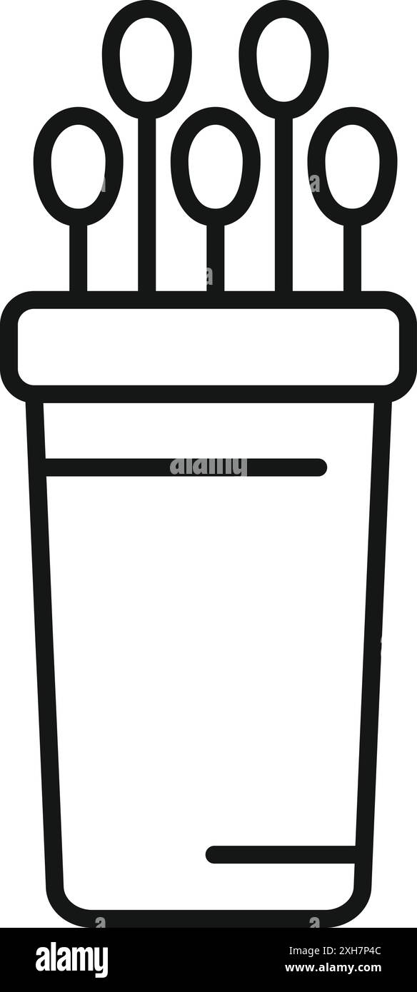 Line icon of a container holding sterile dental instruments for a ...