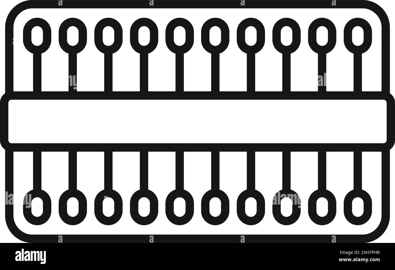 Simple black and white line drawing of a matchbox holding matches ...