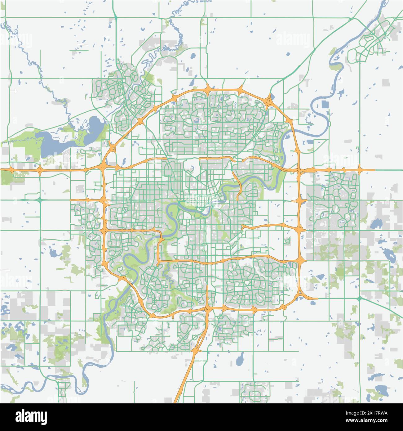 Road map of Edmonton in Canada. Contains layered vector with roads ...
