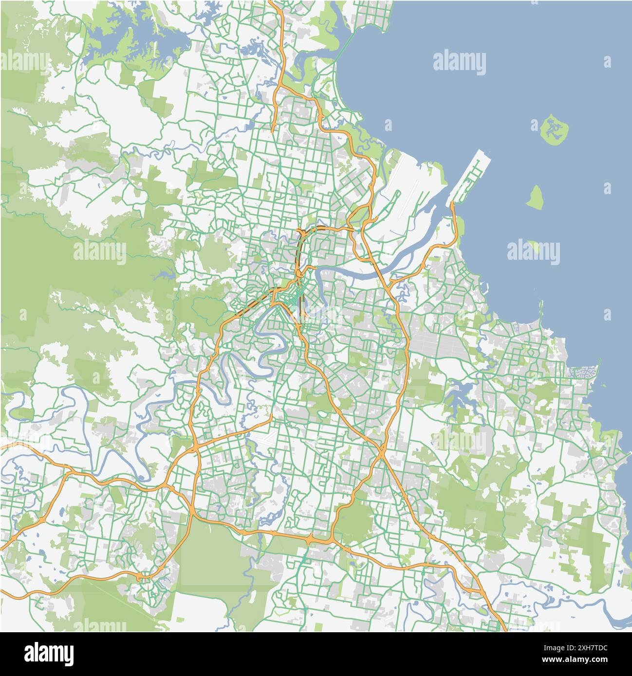 Road map of Brisbane in Australia. Contains layered vector with roads ...