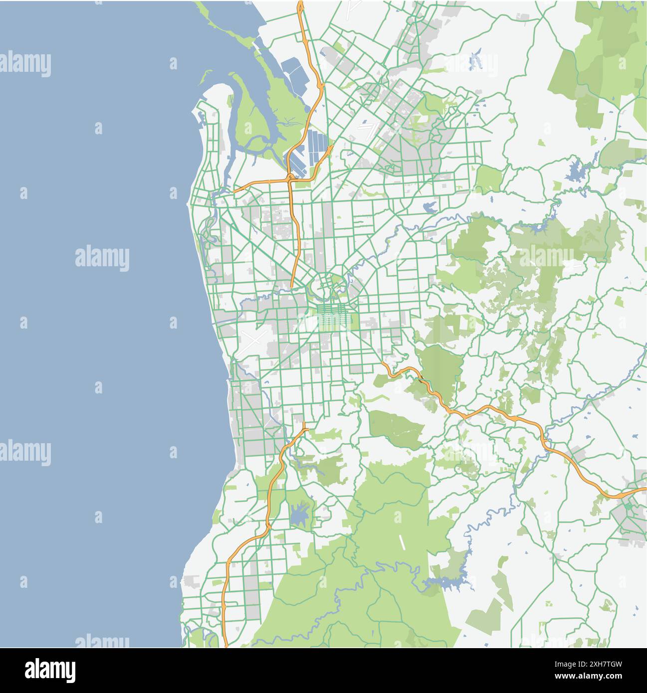 Road map of Adelaide in Australia. Contains layered vector with roads water, parks, etc Stock ...