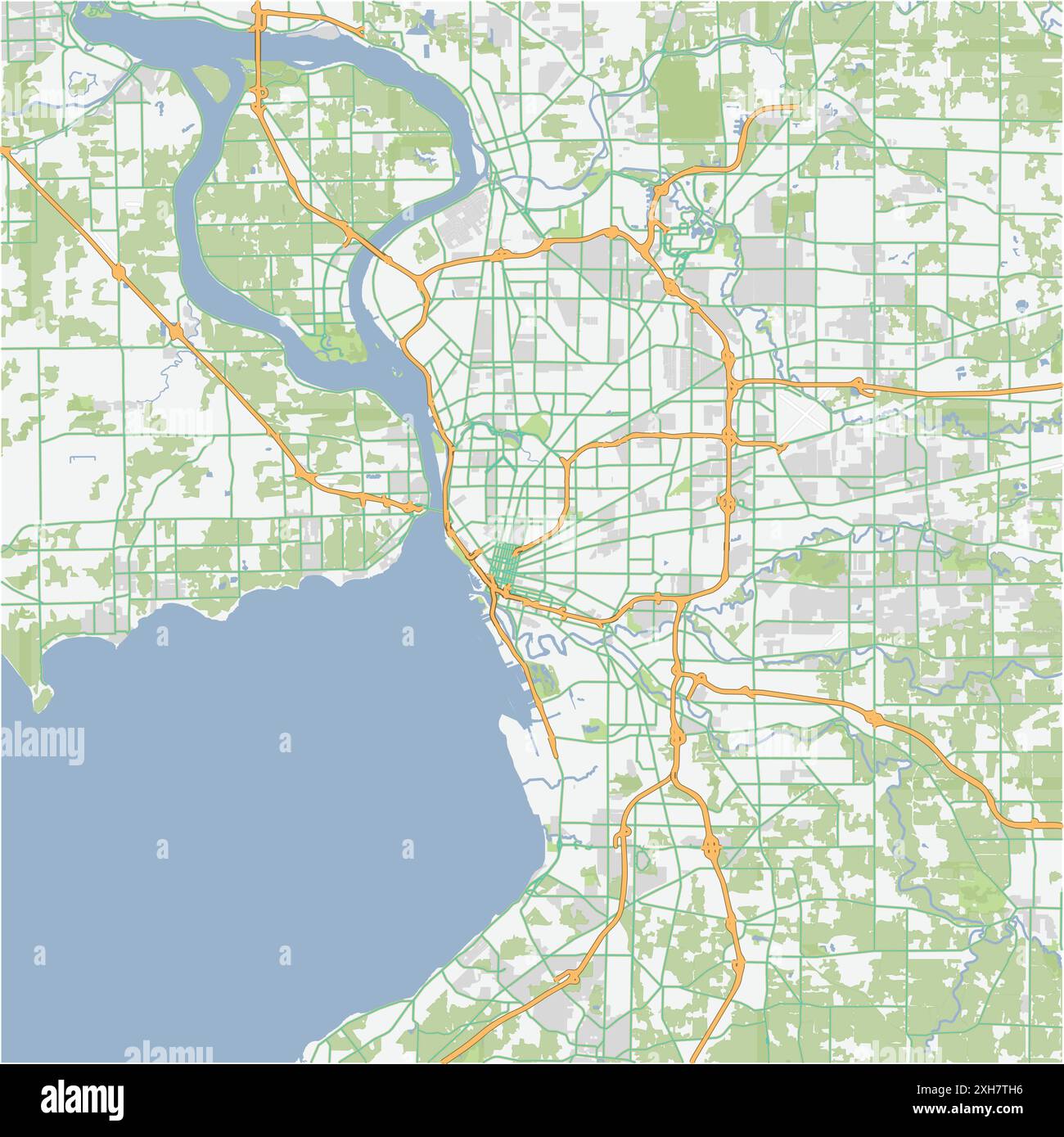 Road map of Buffalo in New York. Contains layered vector with roads water, parks, etc Stock ...