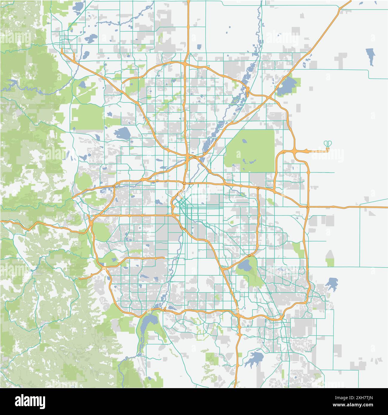 Road map of Denver in Colorado. Contains layered vector with roads ...