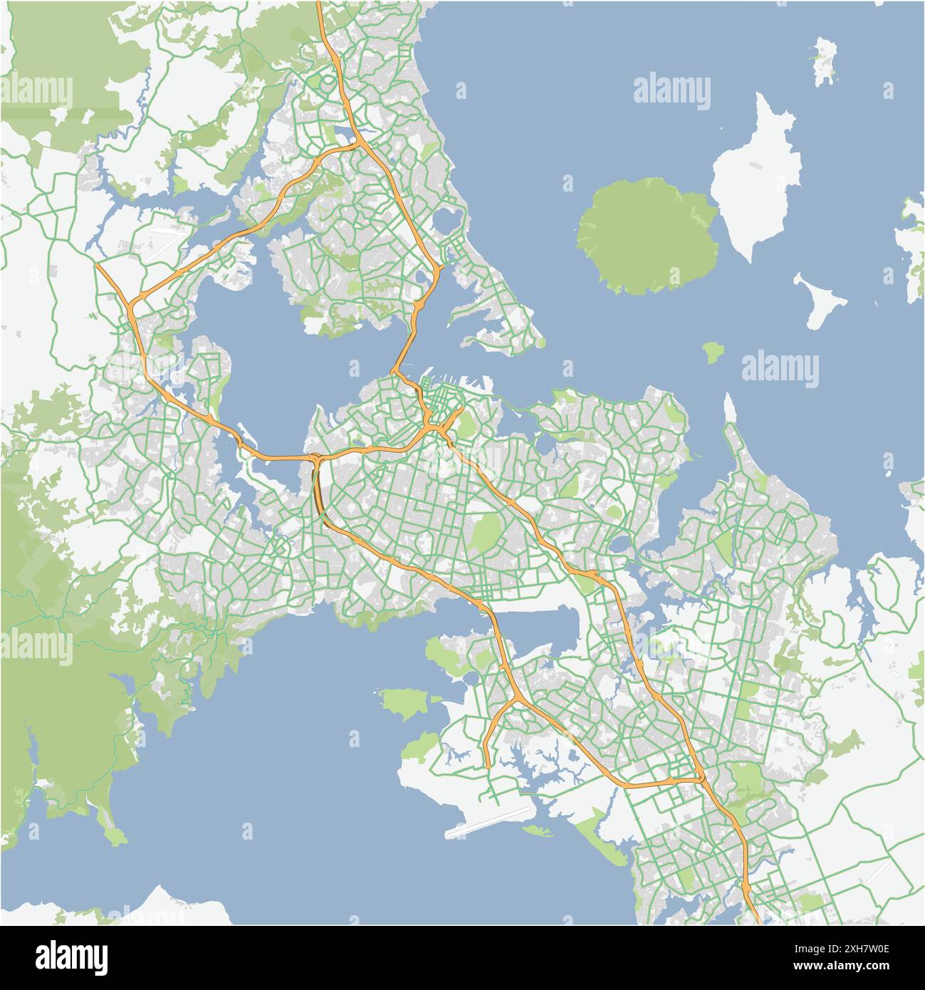 Road map of Auckland in New Zealand. Contains layered vector with roads ...