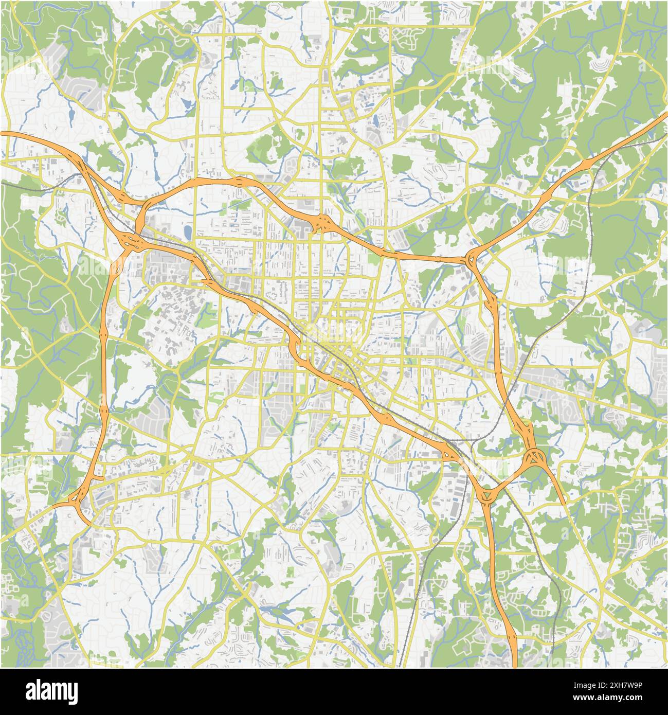 Road map of Durham in North Carolina. Contains layered vector with roads water, parks, etc Stock ...