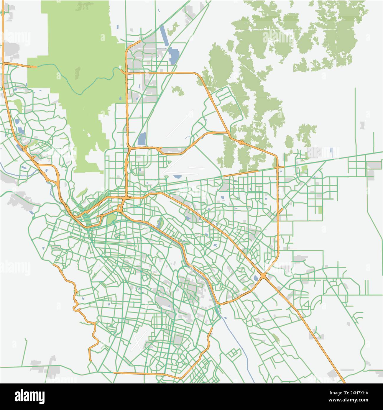 Road map of El Paso in Texas. Contains layered vector with roads water ...