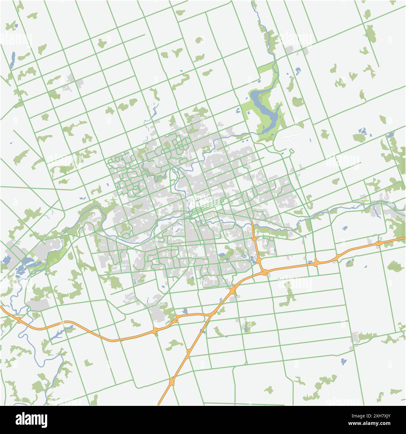 Road map of London in Canada. Contains layered vector with roads water ...