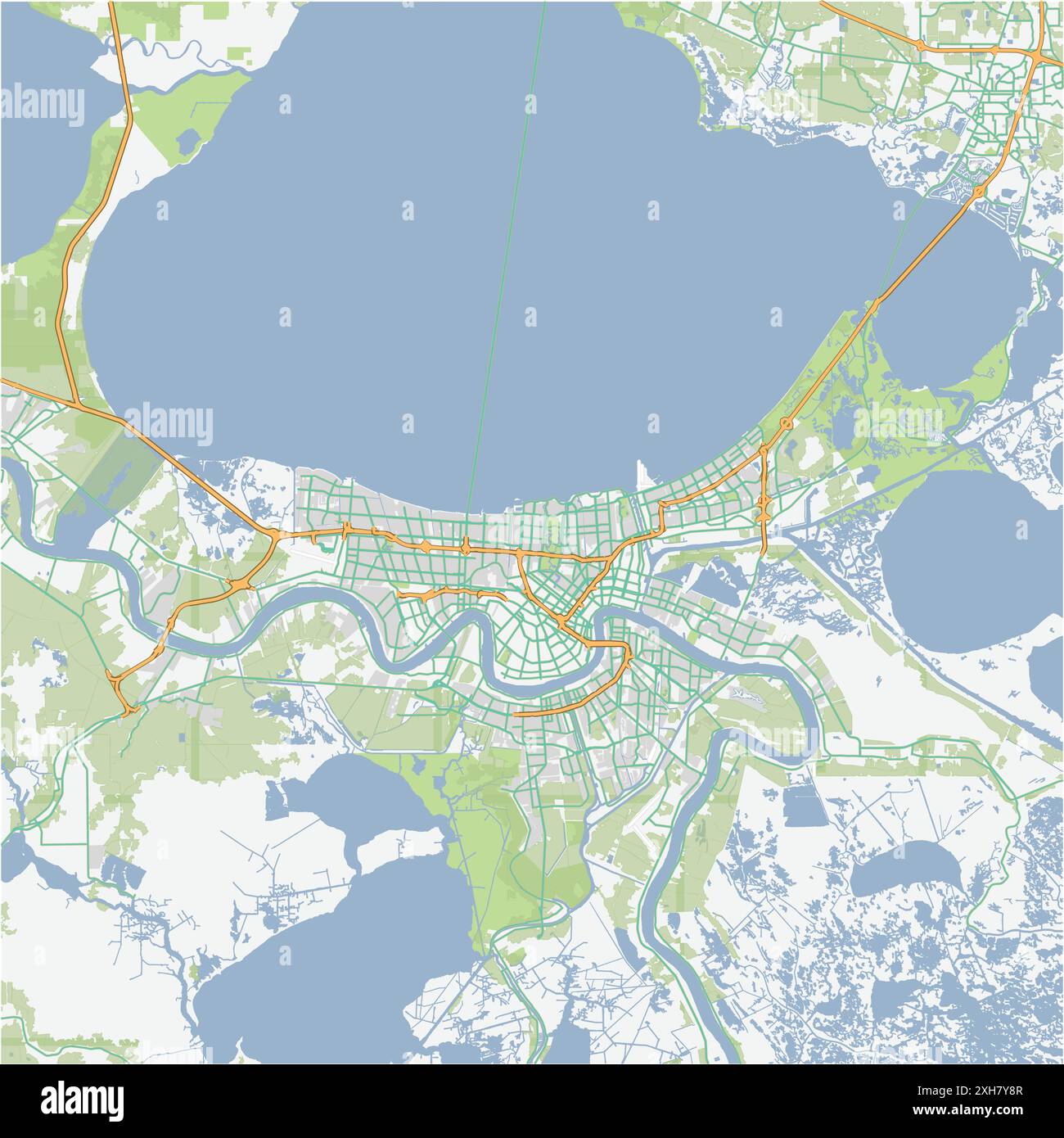 Road map of New Orleans in Louisiana. Contains layered vector with roads water, parks, etc Stock ...