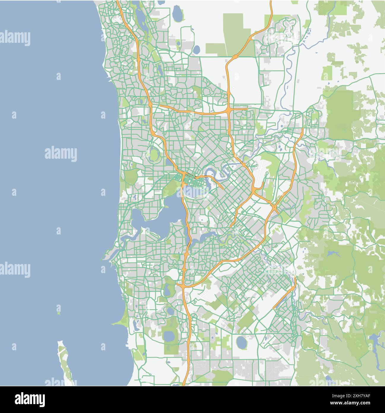 Road map of Perth in Australia. Contains layered vector with roads ...
