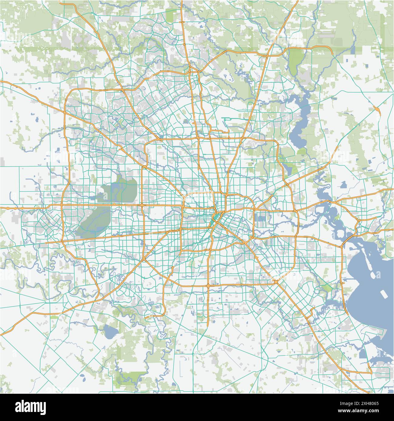 Road map of Houston in Texas. Contains layered vector with roads water, parks, etc Stock Vector ...