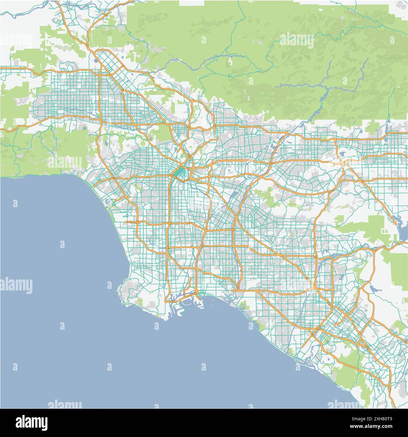 Road map of Los Angeles in California. Contains layered vector with ...