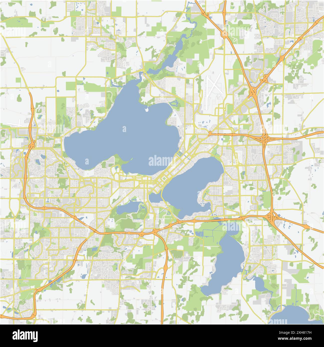 Road map of Madison in Wisconsin. Contains layered vector with roads ...