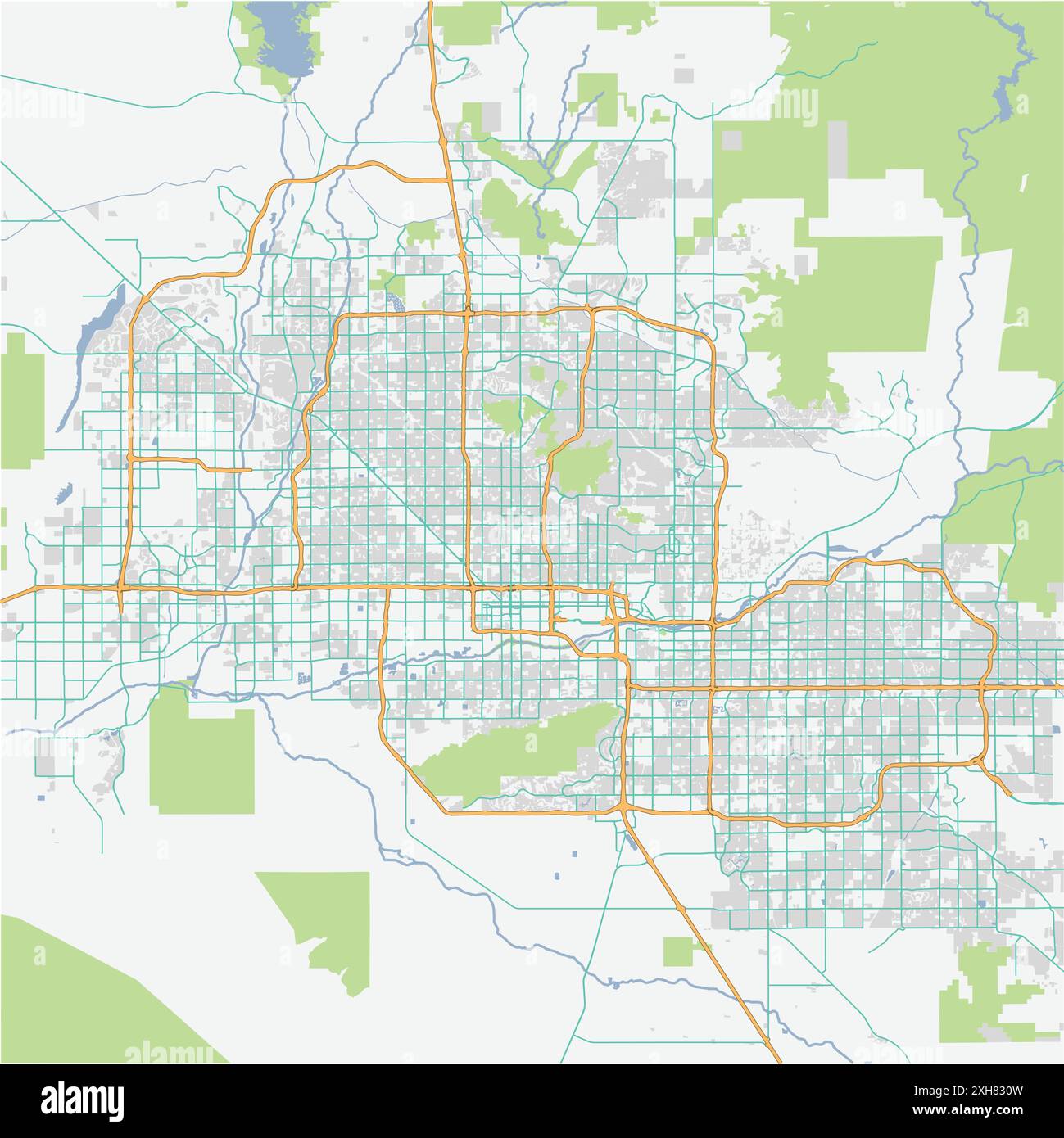 Road map of Phoenix in Arizona. Contains layered vector with roads ...