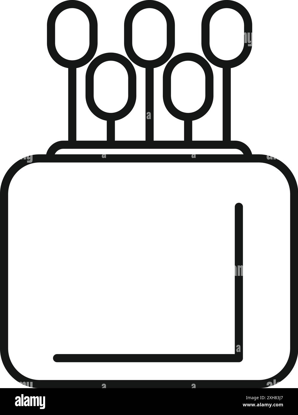 Line drawing of a toaster showing heating elements warming up for bread ...