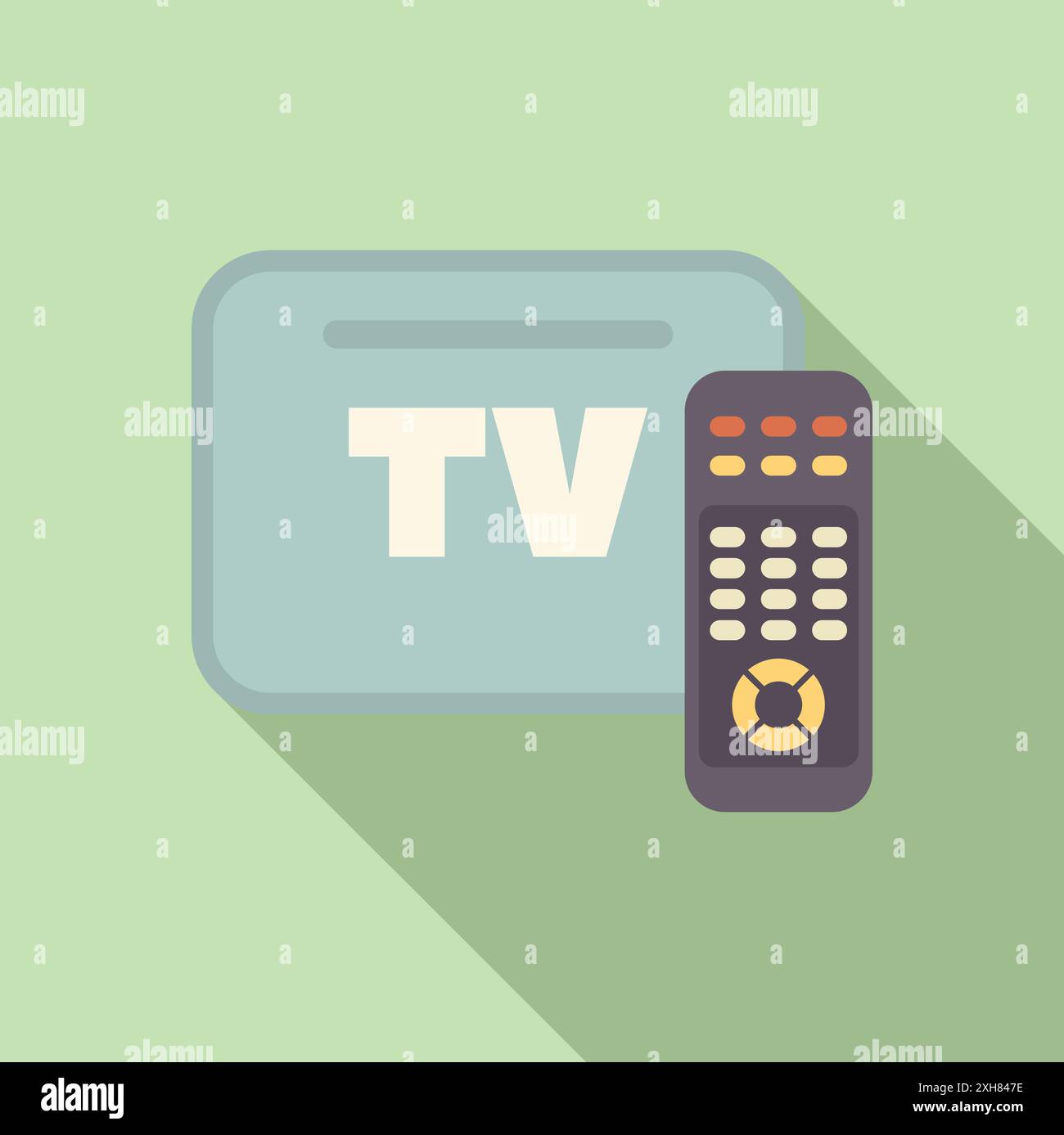 Television set with a remote control is showing a tv channel ...