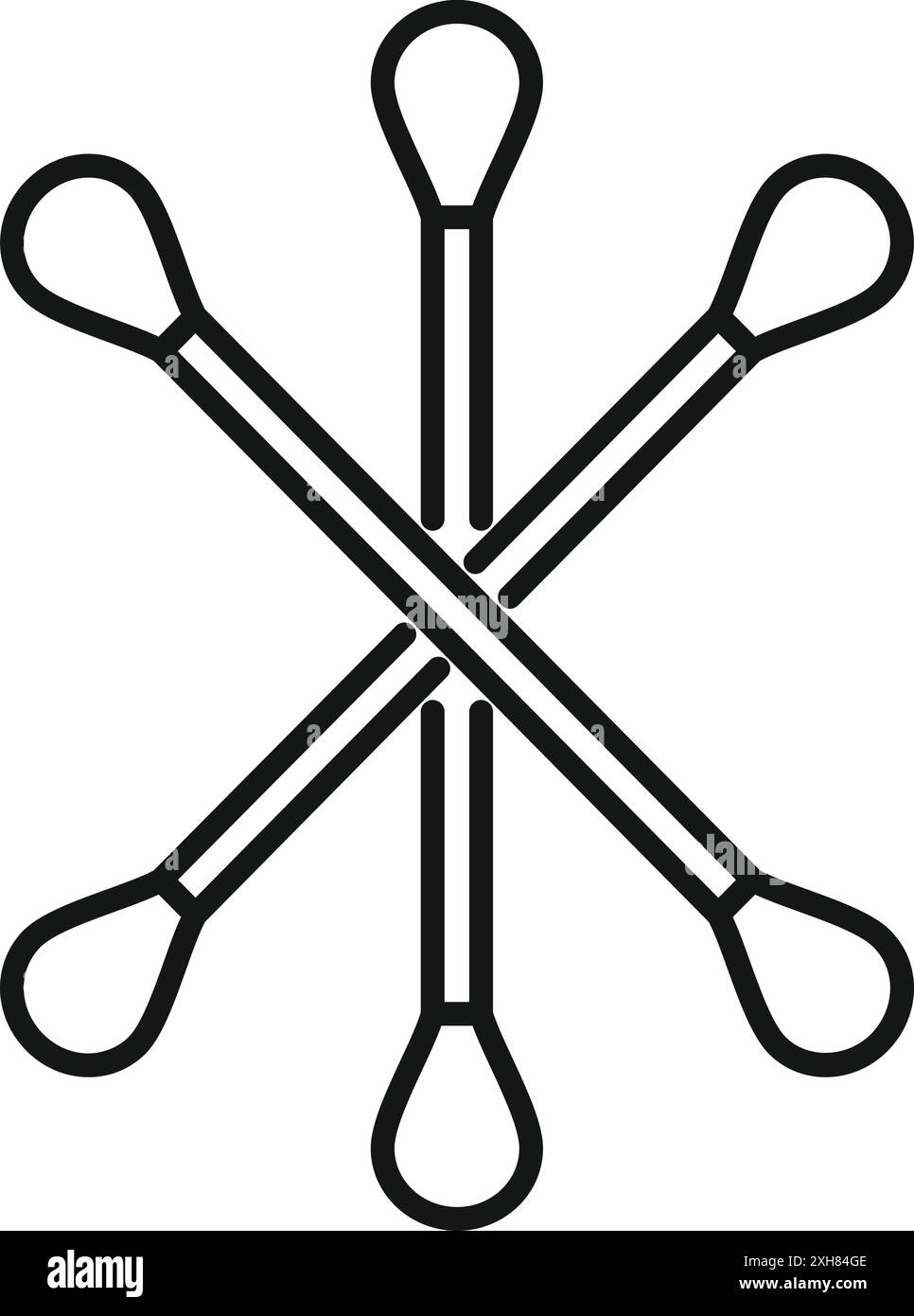 Line art icon of five cotton buds crossing each other forming a star ...