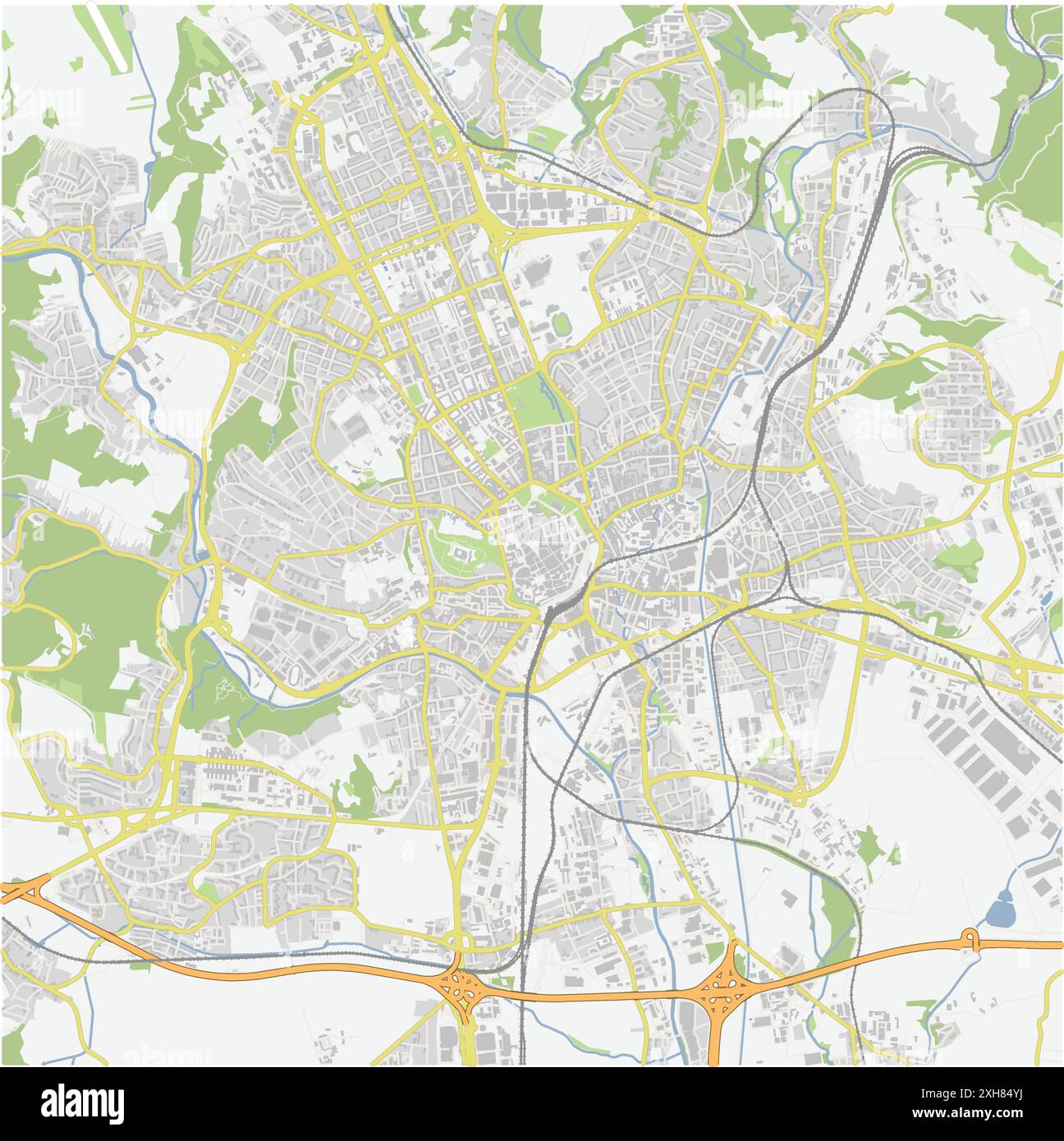 Road map of Brno in Czech Republic. Contains layered vector with roads ...