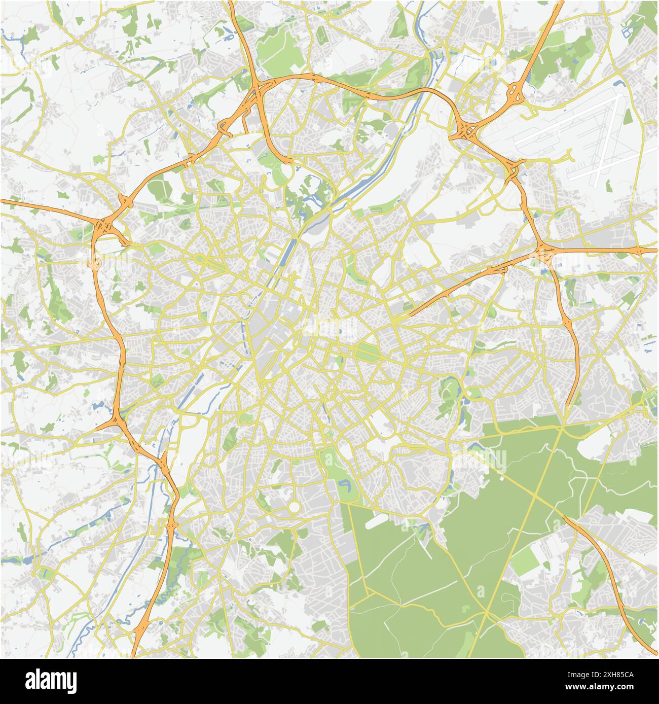 Road map of Brussels in Belgium. Contains layered vector with roads water, parks, etc Stock ...
