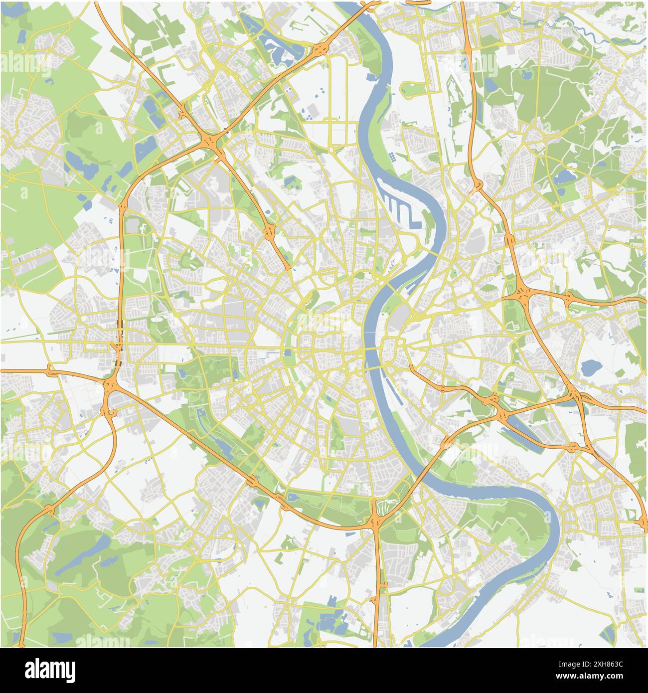 Road map of Cologne in Germany. Contains layered vector with roads water, parks, etc Stock ...