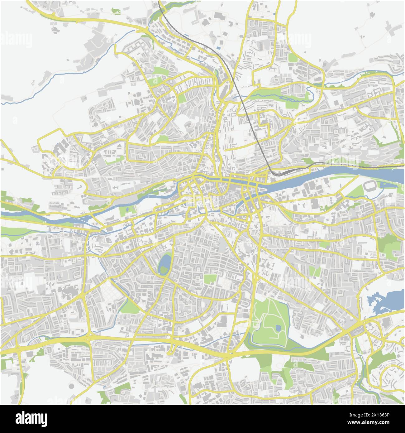 Road map of Cork in Ireland. Contains layered vector with roads water ...