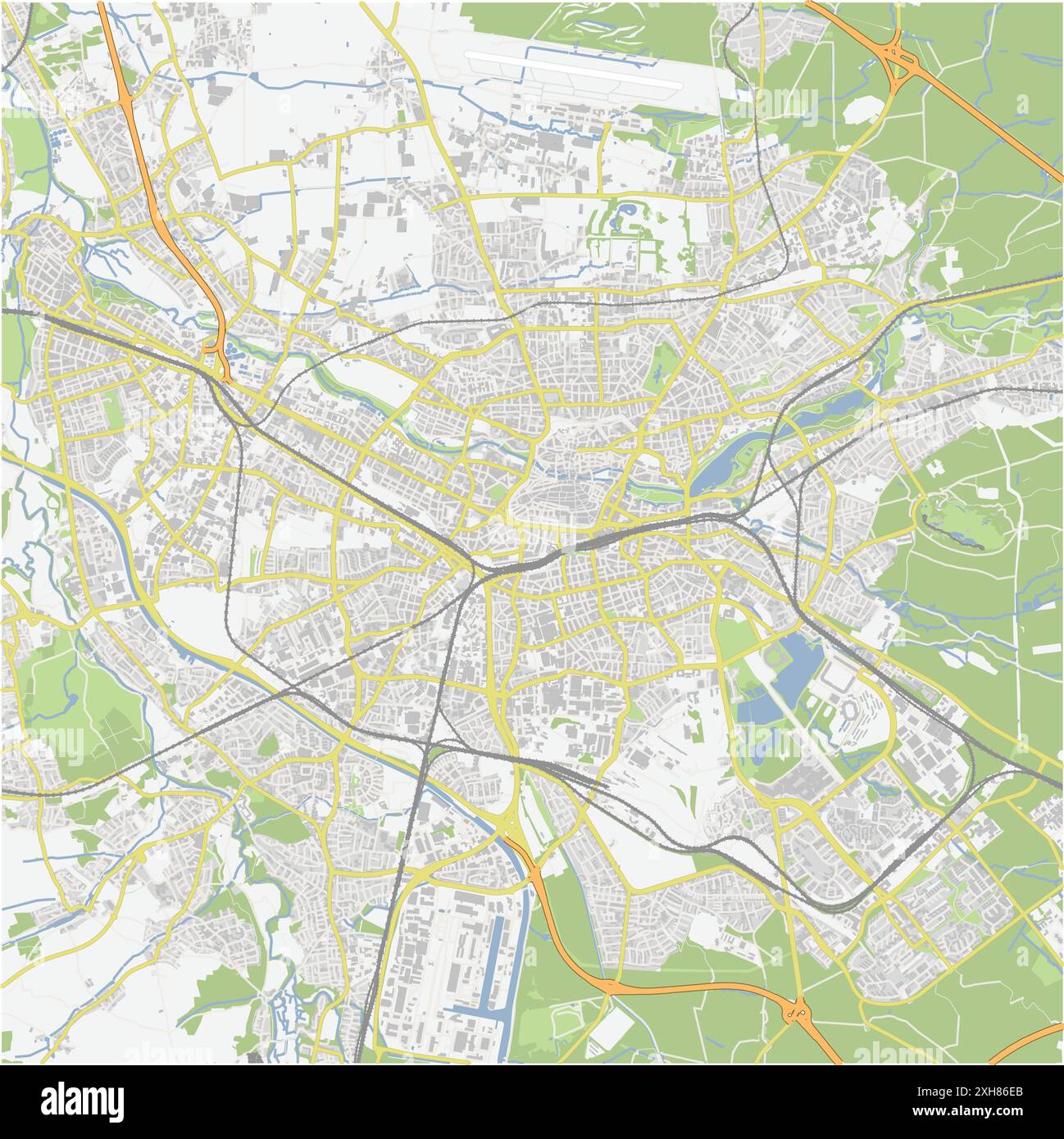 Road map of Nuremberg in Germany. Contains layered vector with roads water, parks, etc Stock ...