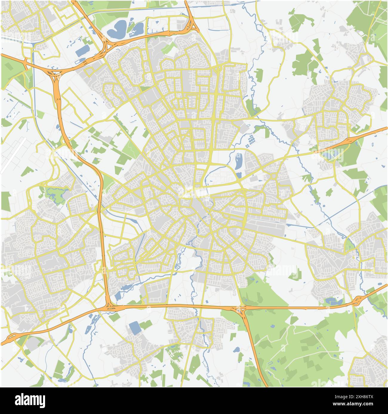 Road map of Eindhoven in Netherlands. Contains layered vector with ...