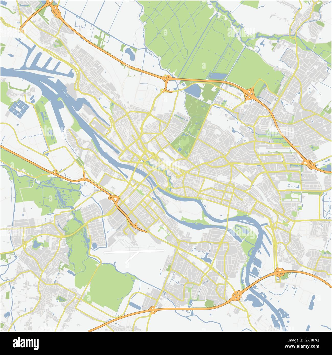 Road map of Bremen in Germany. Contains layered vector with roads water, parks, etc Stock Vector ...