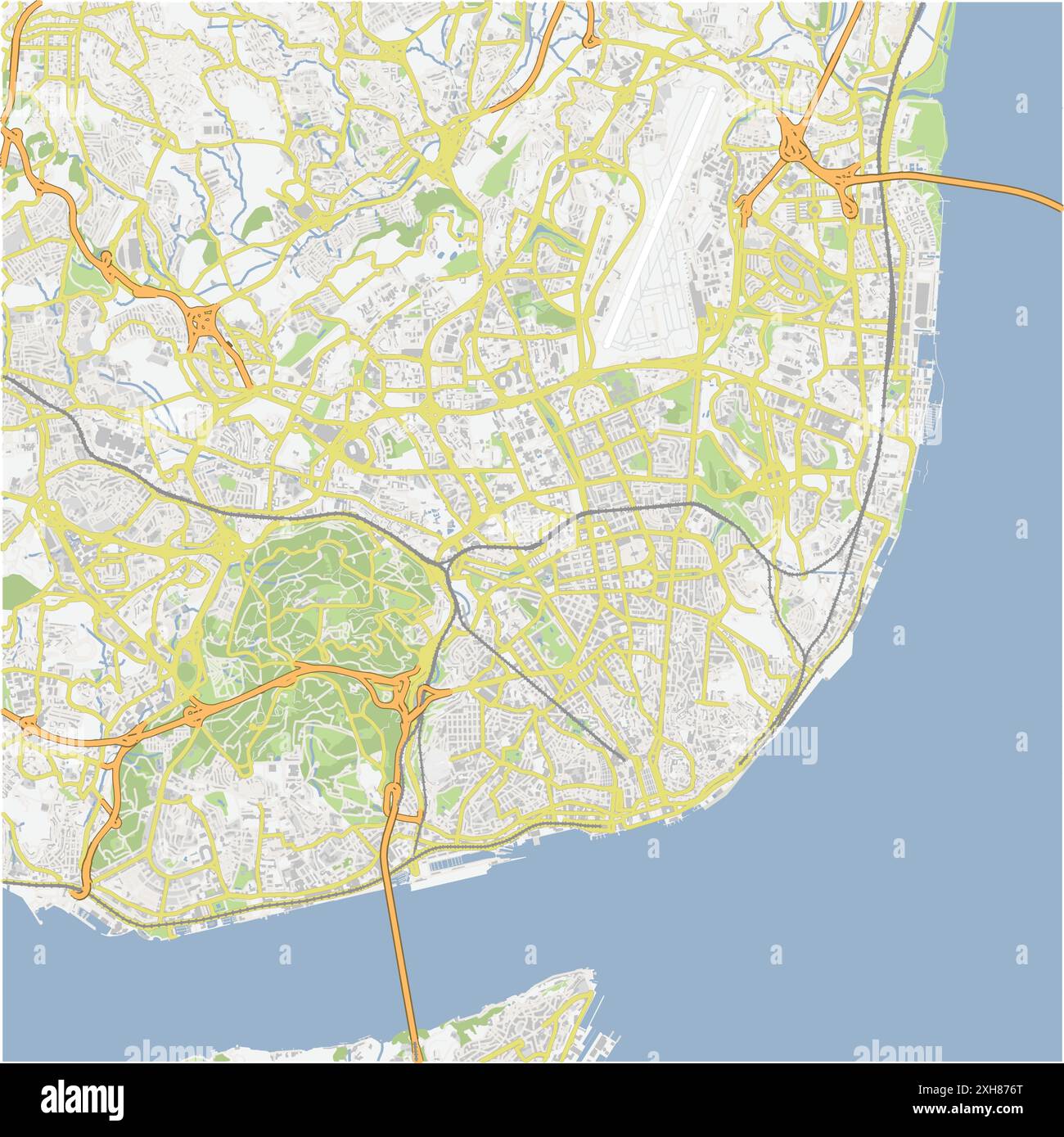 Road map of Lisbon in Portugal. Contains layered vector with roads ...