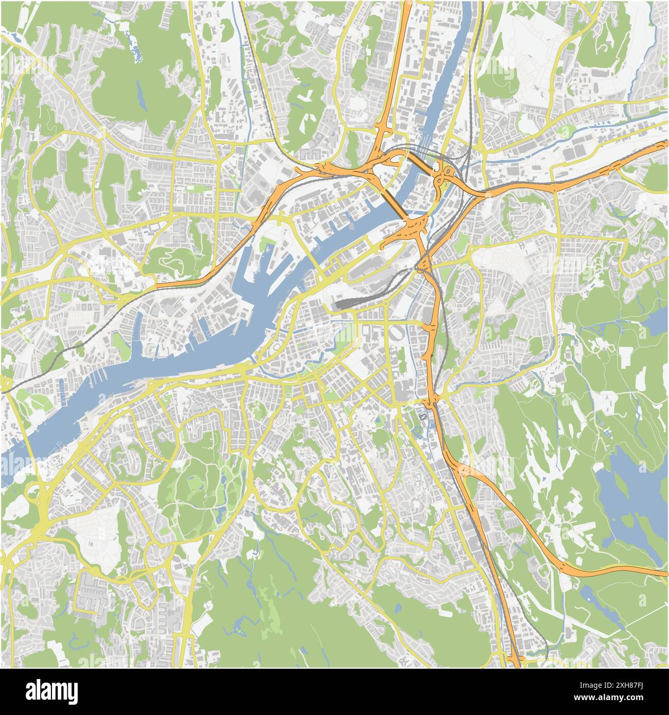 Road map of Gothenburg in Sweden. Contains layered vector with roads ...