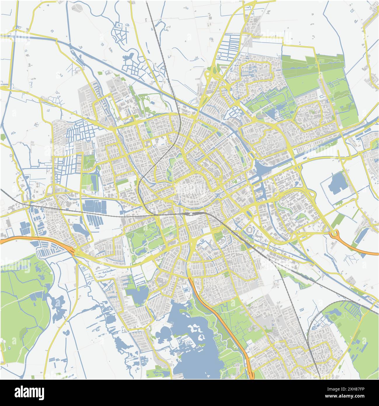 Road map of Groningen in Netherlands. Contains layered vector with roads water, parks, etc Stock ...